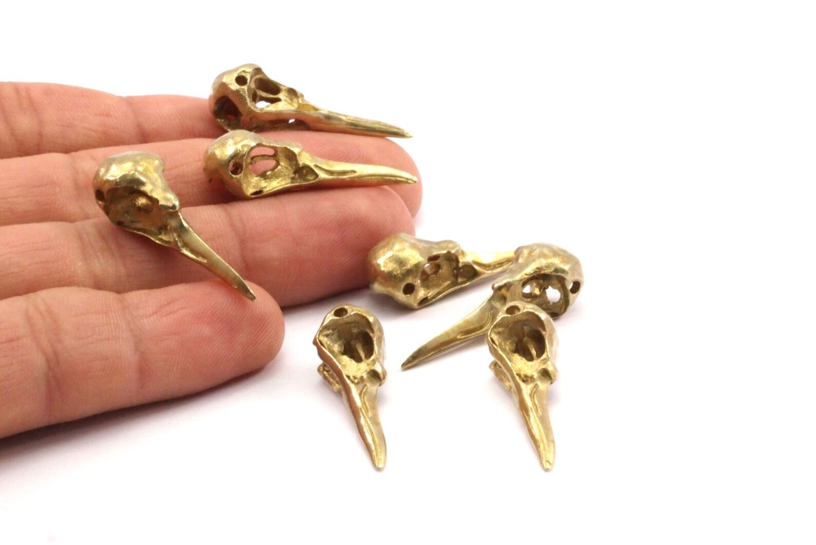 Bird Skull Charm 2 Raw Brass Bird Skull Necklace Pendants | Etsy