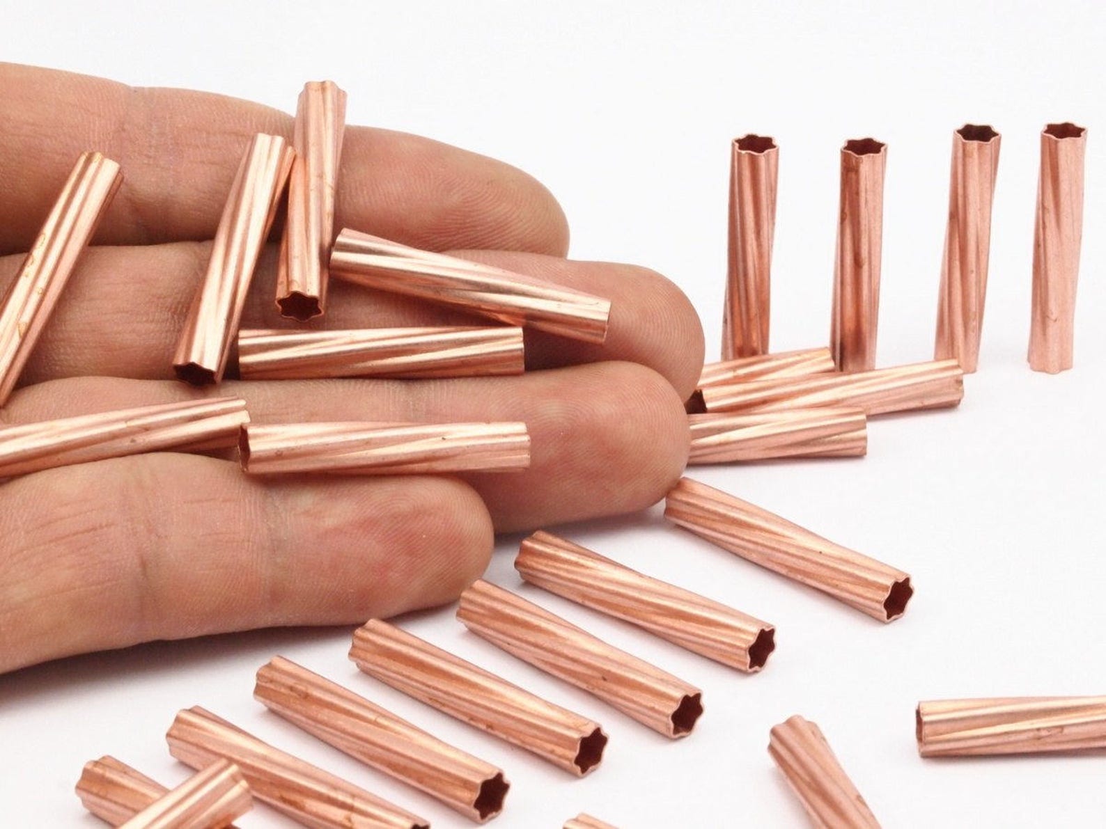 Copper Tube Beads - 12 Raw Copper Star Tube Beads (6x30mm) D0481 - Etsy