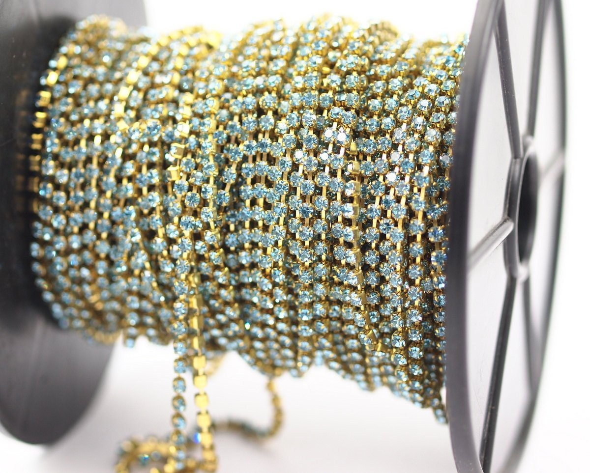 Blue Rhinestone Chain 1 M 2.5mm Aquamarine Rhinestone Chain - Etsy