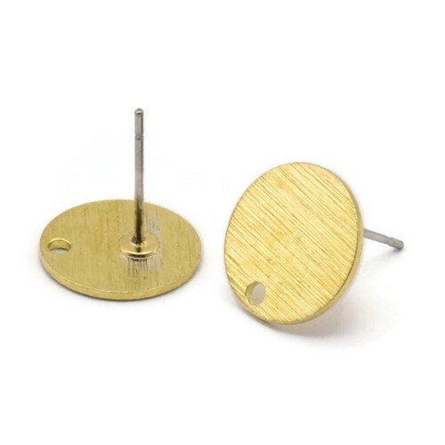 Brass Round Earring 8 Raw Brass Round Earring Studs - Etsy