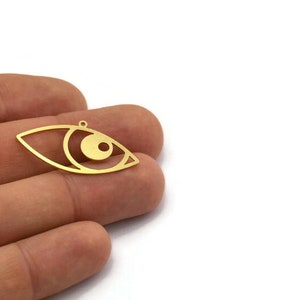 Brass Eye Charm, 12 Raw Brass Eye Charms With 1 Loop, Findings (18 ...