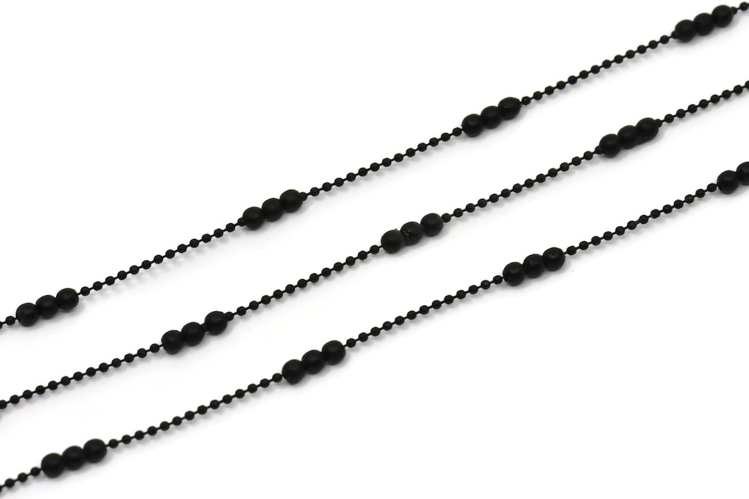 Black Ball Chain, 1 Meter Oxidized Black Brass Faceted Ball Chain (1 ...