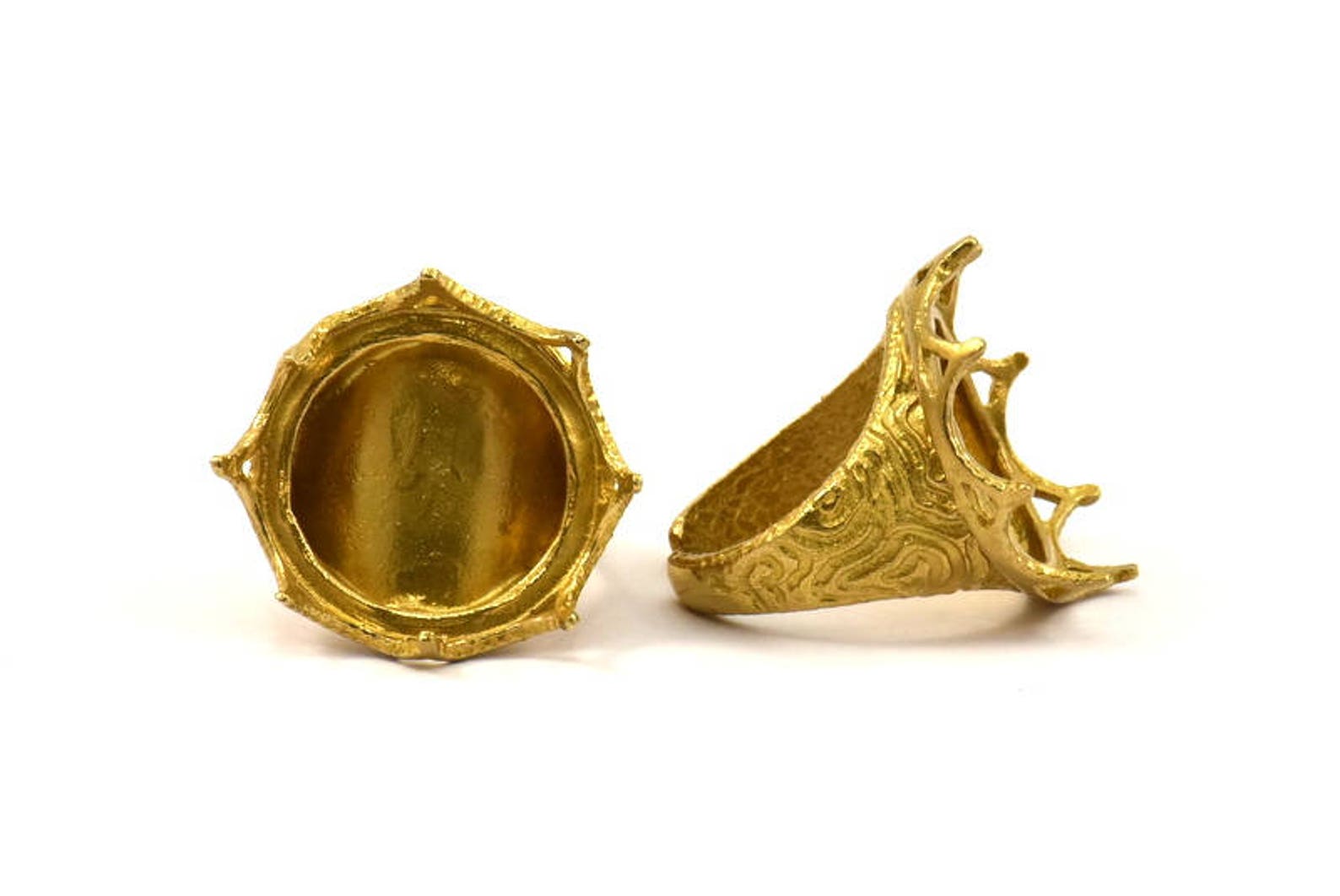 Crown Ring Settings 1 Raw Brass Crown Ring Setting with Pad | Etsy