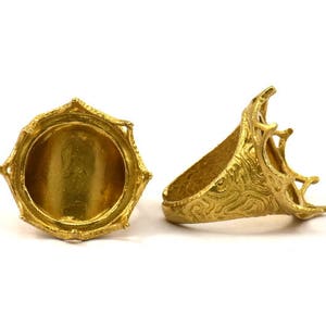 Crown Ring Settings - 1 Raw Brass Crown Ring Setting With Pad Size 20mm ...
