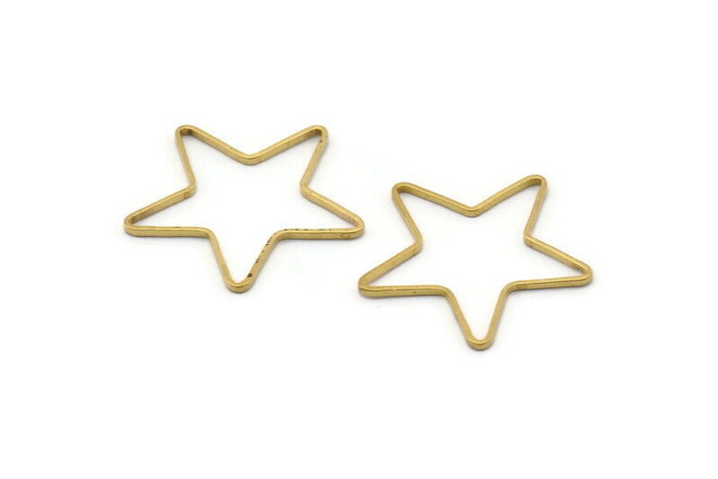 Brass Star Charm, 50 Raw Brass Open Star Charms (24x0.8x0.6mm) BS 1078 ...