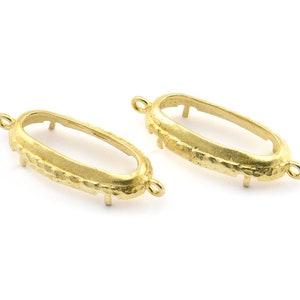 Brass Oval Setting, 4 Raw Brass Oval Settings With 2 Loops and 1 Pad ...