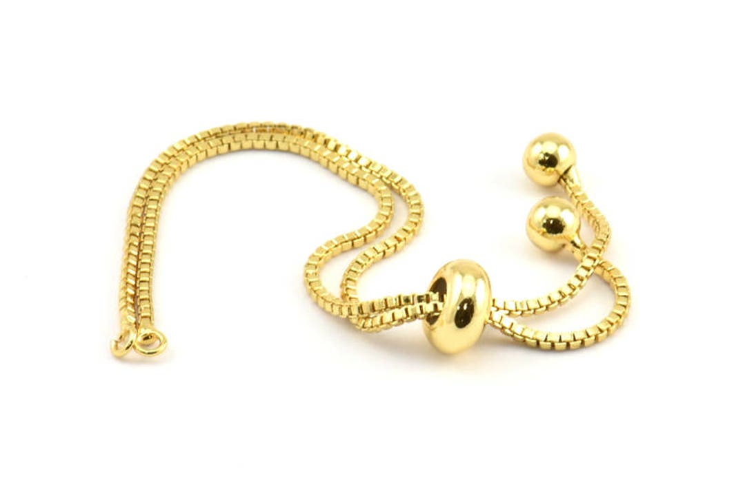 Copper Elevator Chain, 1 Micro Pave CZ Gold Tone Zirconia Rondelle Bead ...
