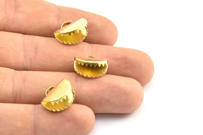 Half Moon Crimp 30 Raw Brass Ribbon Crimp Ends With 1 Loop | Etsy