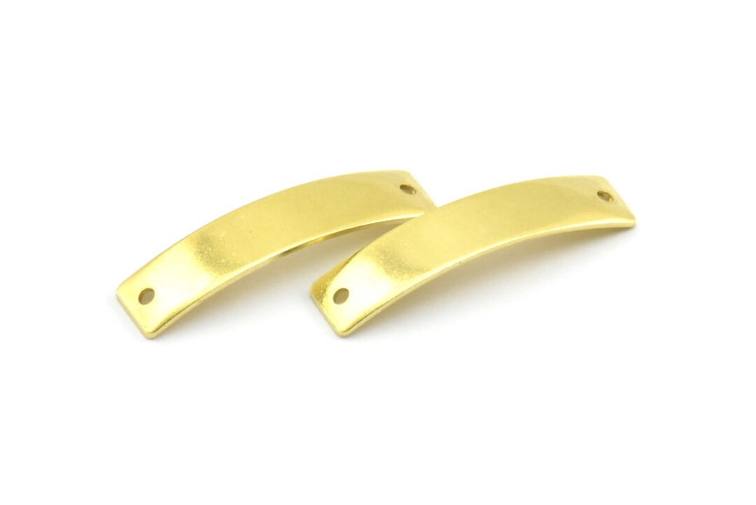 Curved Rectangle Connector, 12 Raw Brass Wavy Rectangle Connectors With ...