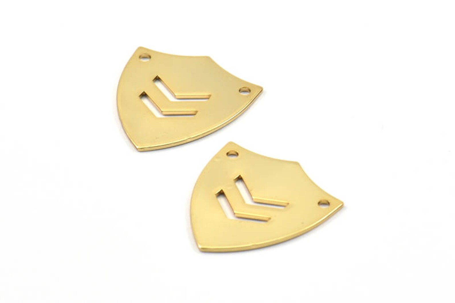 Gold Shield Pendant 2 Gold Plated Stamping Shield With 2 - Etsy