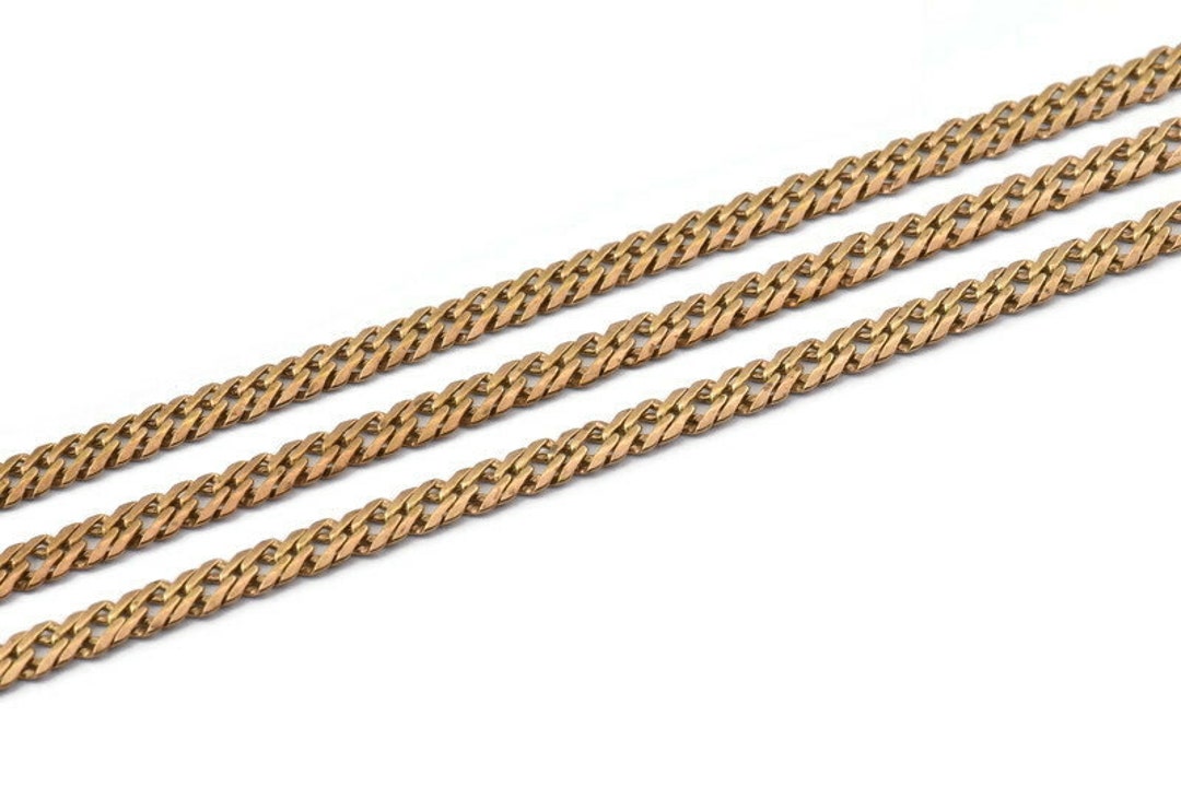 Brass Chain, Raw Brass Chain, Brass Double Link Flat Cable Chain (5x1 ...