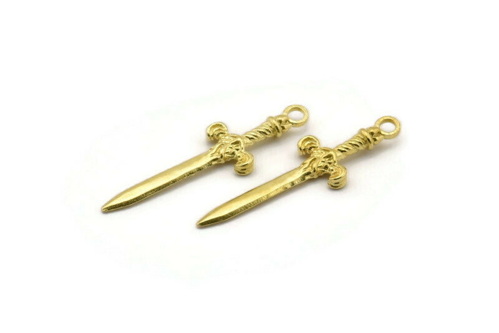 Knight's Sword Pendant 5 Raw Brass Sword Charms 36x10mm - Etsy