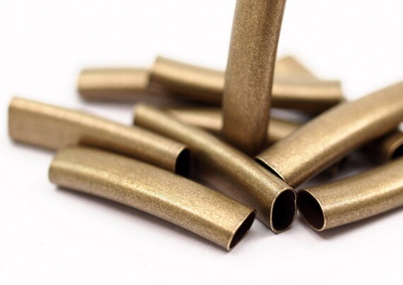 24 Oval Antique Brass Tubes 29x7.3x4.5mm Sq32 Brc309 | Etsy