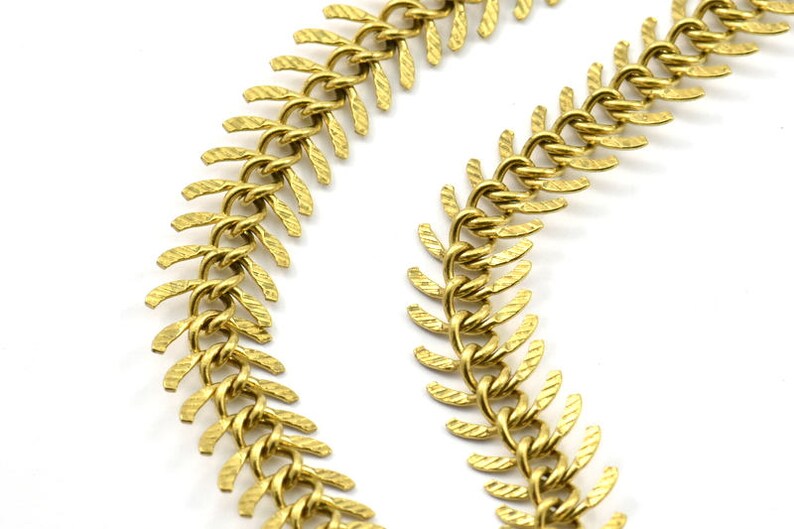 Fish Bone Chain 2 Meters Raw Brass Textured Fish Bone Chain | Etsy