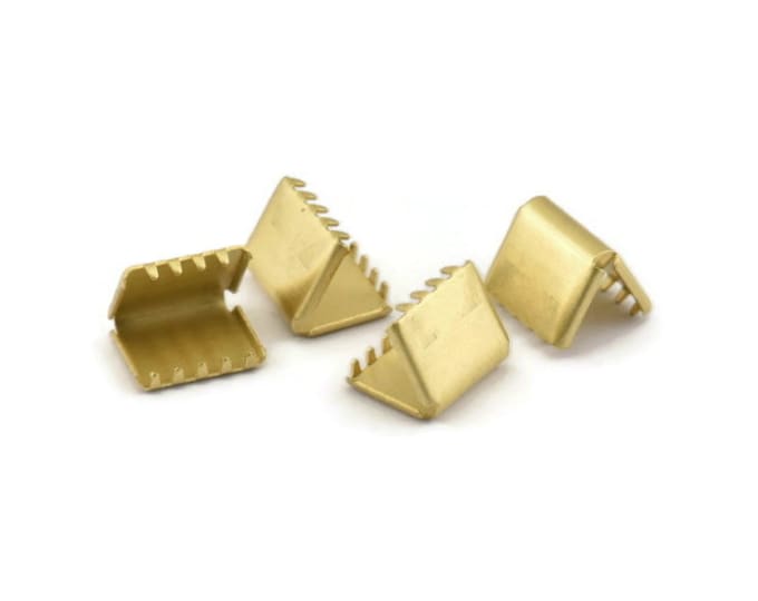 Brass Ribbon Crimp Raw Brass Ribbon Crimp Ends Jewelry Supplies 15mm ...