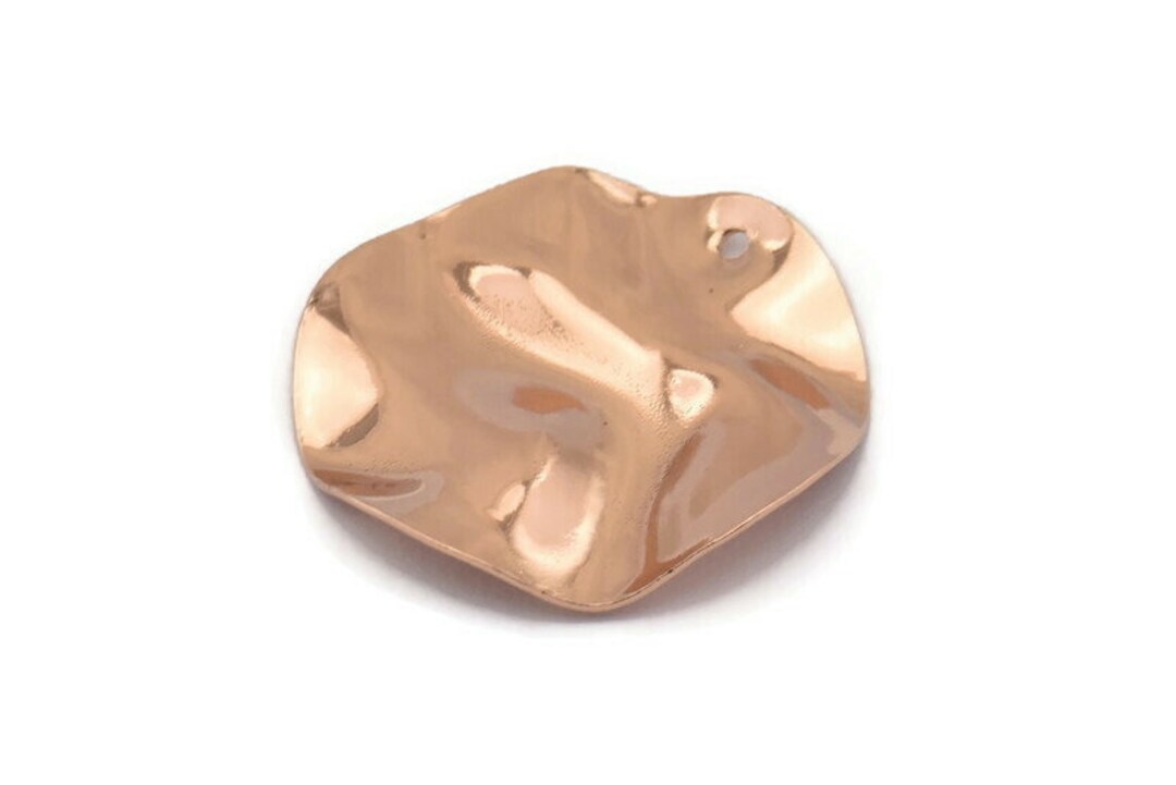 Rose Gold Wavy Disc, 4 Rose Gold Plated Brass Wavy Discs With 1 Hole ...