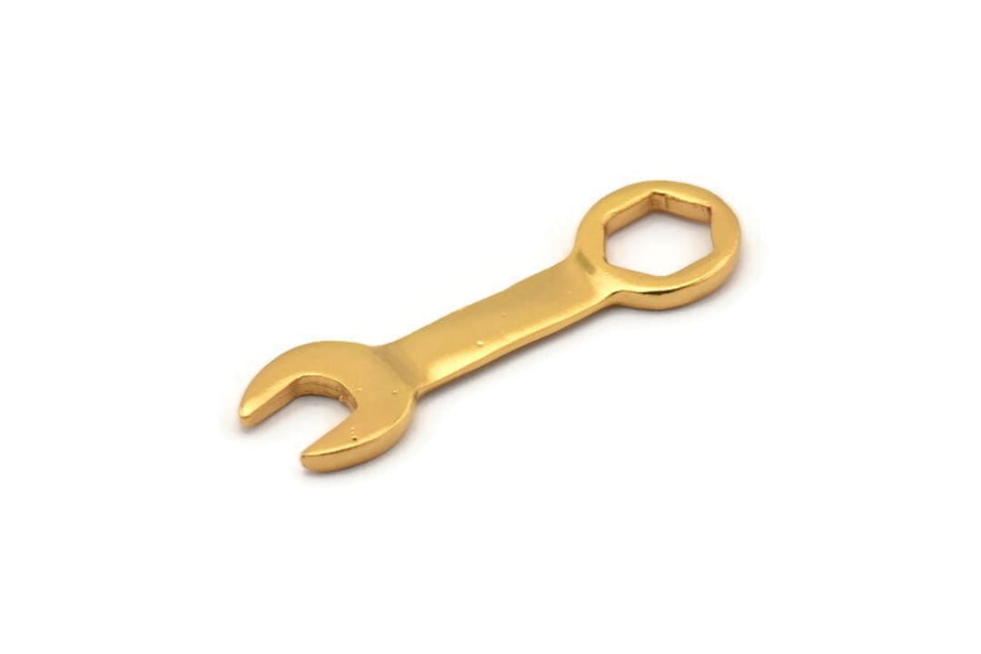Gold Engineer Pendant, 2 Gold Plated Brass Hand Tool Mechanic Pendants ...