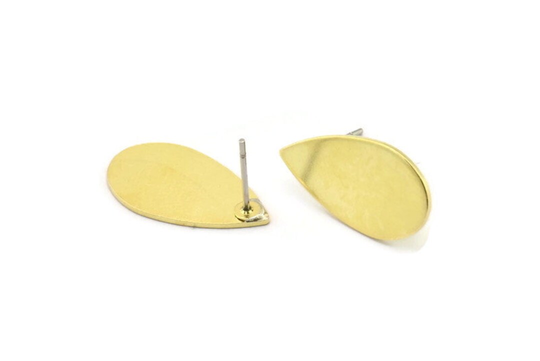 Brass Drop Earring, 6 Raw Brass Drop Stud Earrings (20x11x0.80mm ...