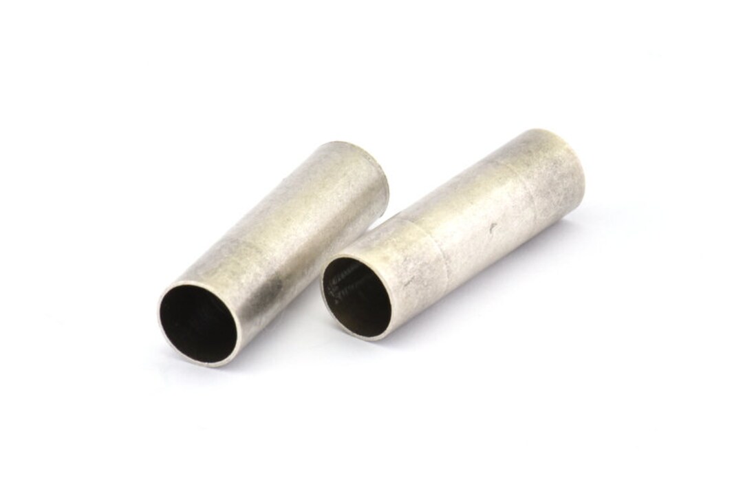 Industrial Long Tubes, 6 Antique Silver Plated Brass Industrial Long ...