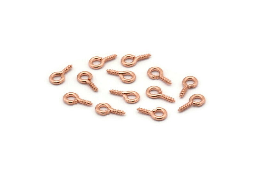 Screw Eye Pin, 100 Rose Gold Tone Brass Screw Hook Eye Pins (8x4mm ...
