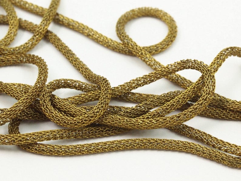 Brass Mesh Chain 10m 3mm Raw Brass Mesh Chain Ch0303 Z140 - Etsy