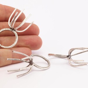 Claw Ring Settings 5 Antique Silver Plated Brass Ring Blanks | Etsy