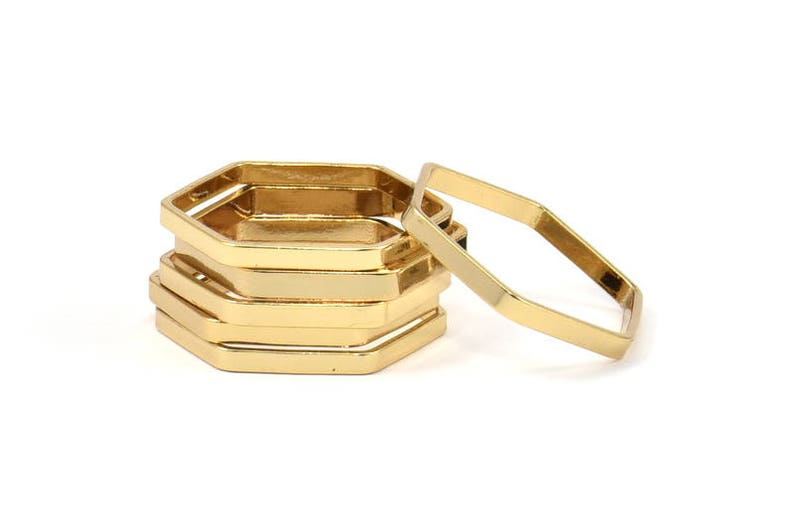 Gold Hexagon 8 Gold Hexagon Rings 22x0.8x2mm BS 1188 Q014 | Etsy