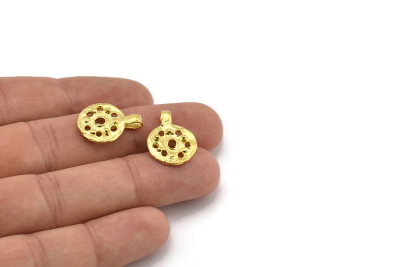Brass Round Charm, Raw Brass Round Charms With 1 Loop, Pendants ...