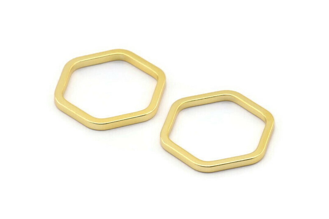 Gold Hexagon Ring, 3 Gold Plated Hexagon Connectors, Rings (25x2x2mm ...