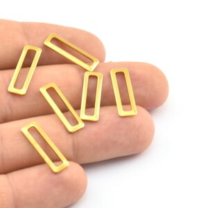 Rectangle Brass Charm, 25 Raw Brass Rectangle Connectors, Findings ...