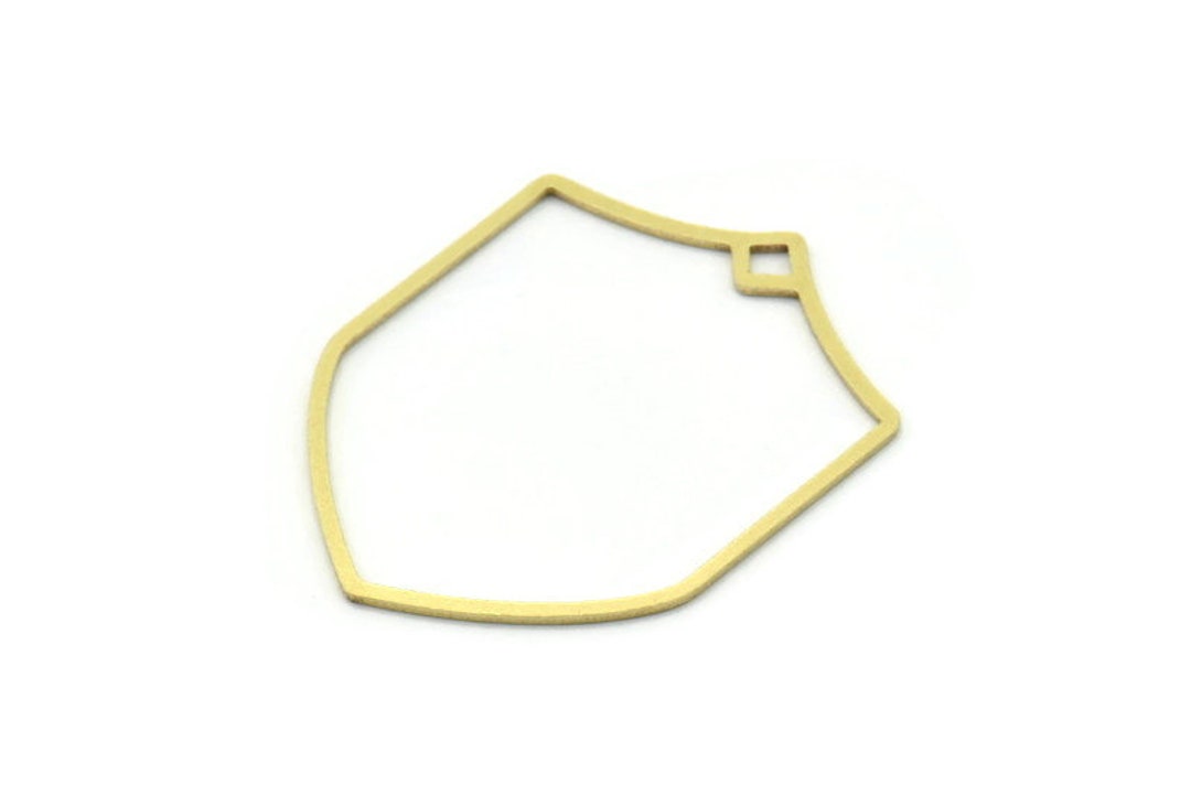 Brass Shield Charm, 2 Raw Brass Shield Charms With 1 Loop, Geometric ...