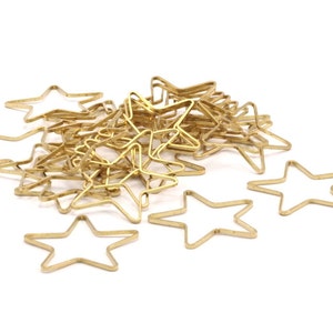 Brass Star Charm, 50 Raw Brass Open Star Charms (24x0.8x0.6mm) BS 1078 ...