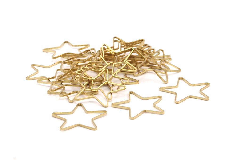 Brass Star Charm 50 Raw Brass Open Star Charms 24x0.8x0.6mm - Etsy