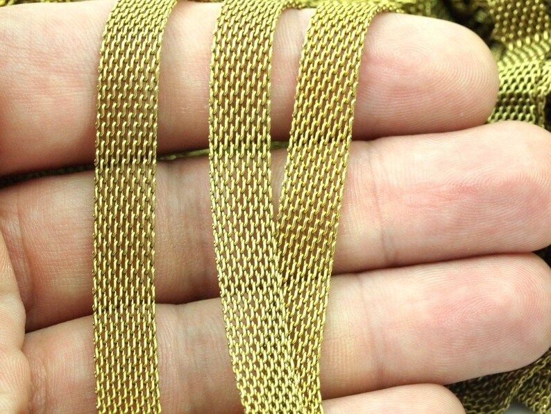 5 M 8x1mm Raw Brass Mesh Chain Mesh 041 Z085 | Etsy