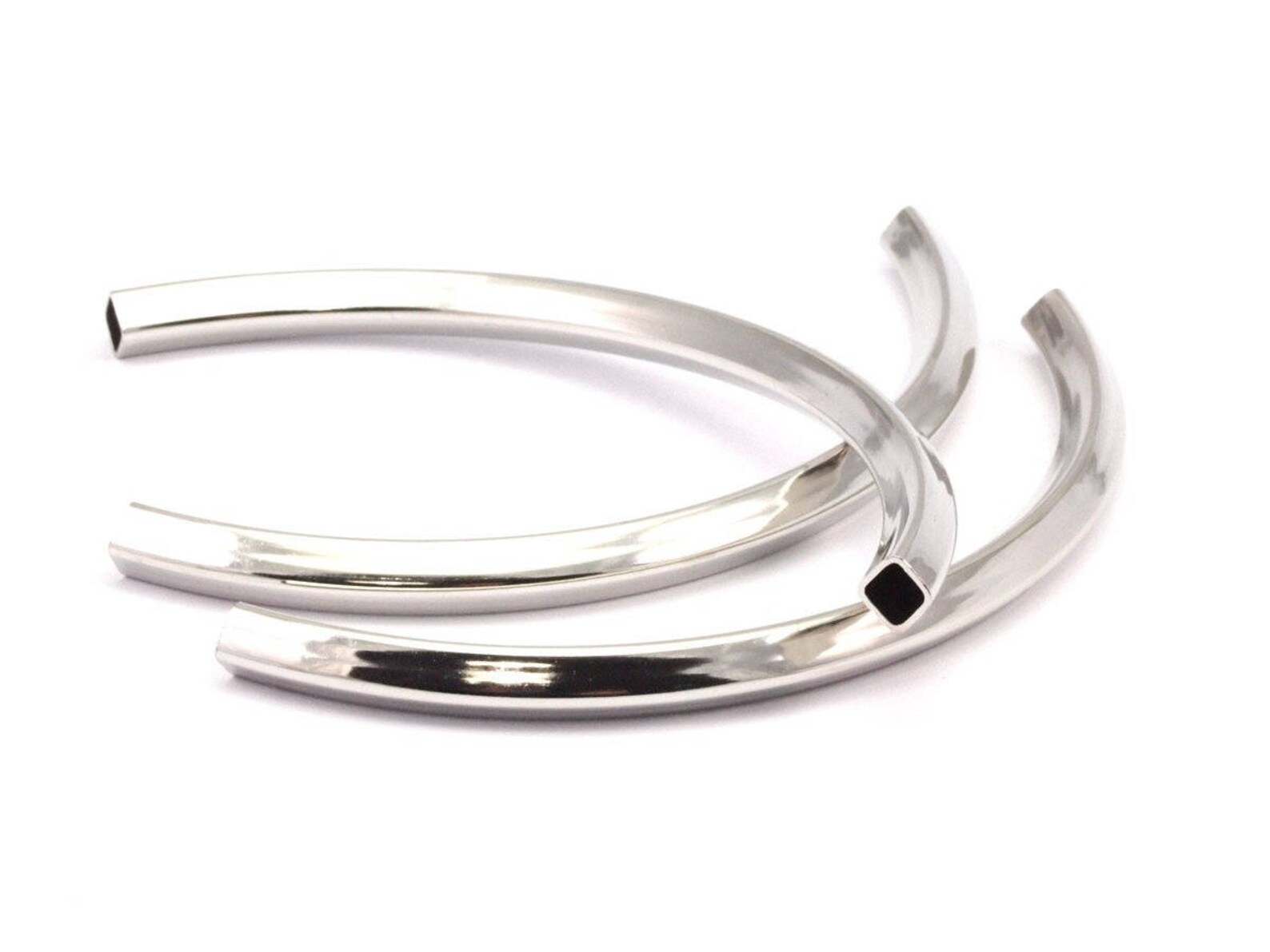 Square Curved Tubes 4 Nickel Free Silver Square Curved Tubes - Etsy