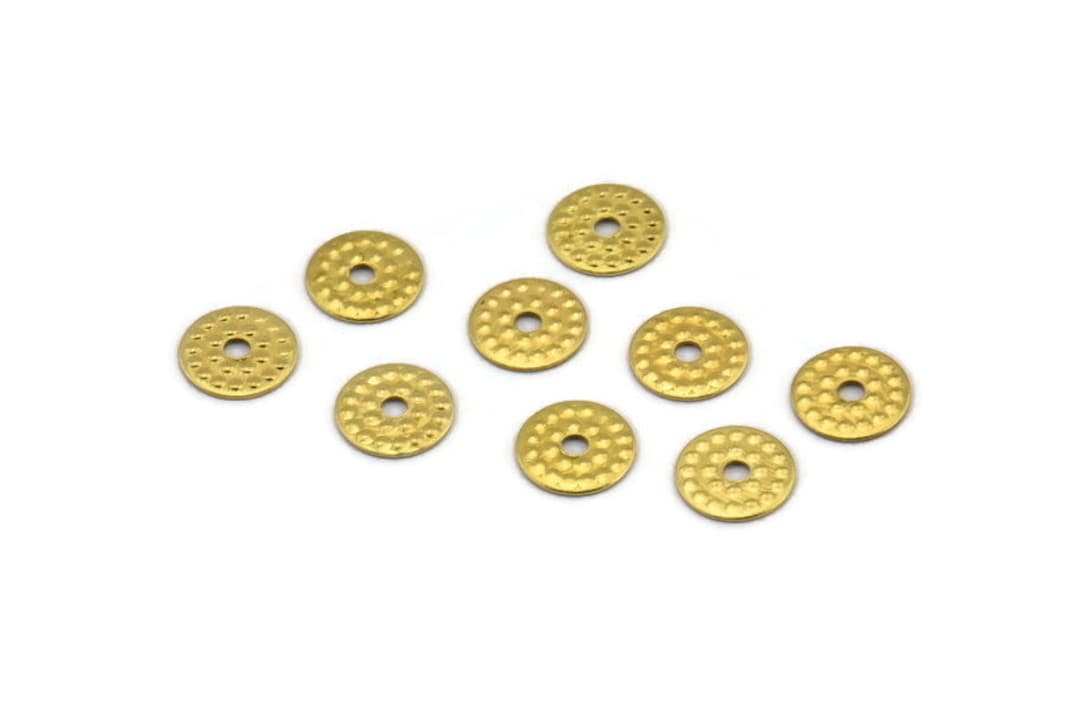 Textured Middle Hole Disc, 100 Raw Brass Round Discs, Charms, Findings ...