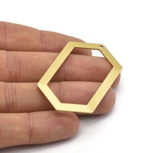 Hexagon Choker Charm, 6 Raw Brass Hexagon Charms, Pendants (54x32x0.80mm) D0396 - Etsy