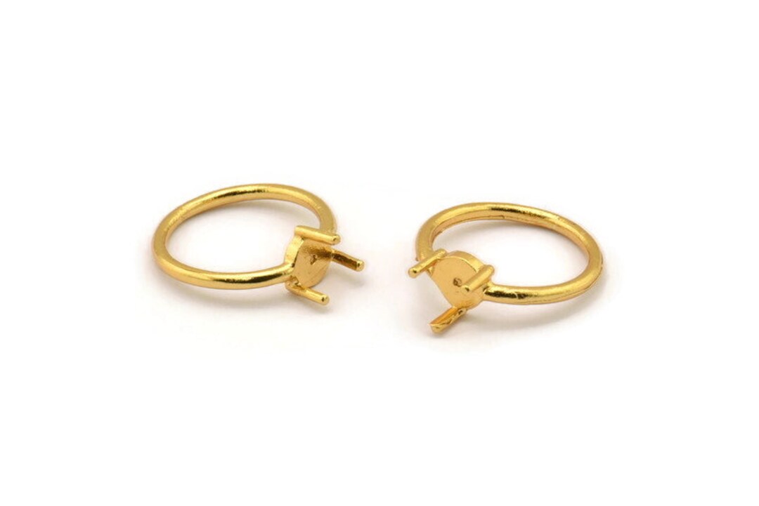 Claw Ring Setting, Gold Plated Brass 6.35mm Ring Setting With 3 Claws ...