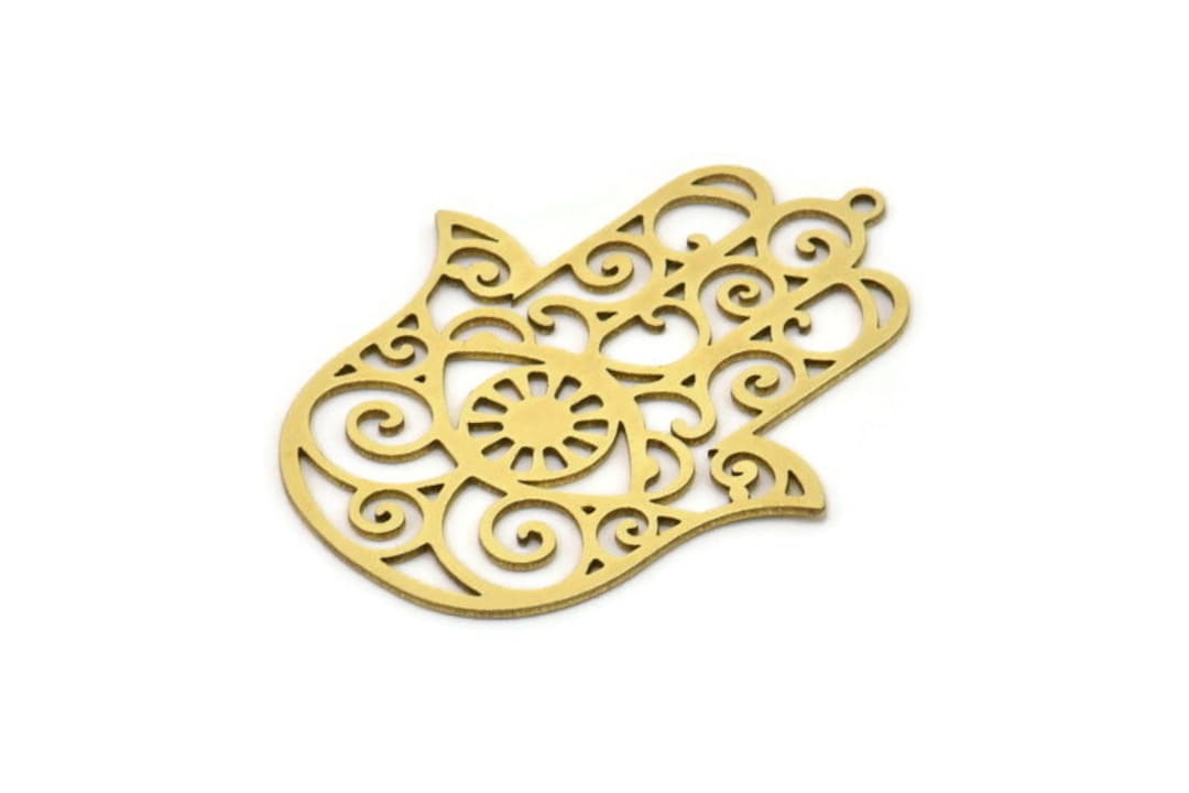 Brass Hand Charm, 4 Raw Brass Hand Shaped Charms With 1 Loop, Earrings ...