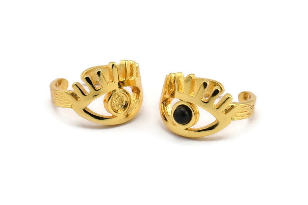 Gold Augenring, vergoldeter Messing Augenring mit 1 Stein - Pad Größe 4 ...