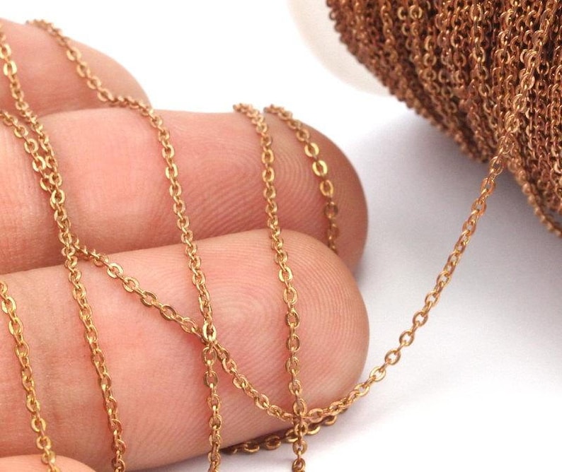 Red Brass Chain, 10 M - (1.2x1.5mm) Red Brass Soldered Chain - ( Z147 ...