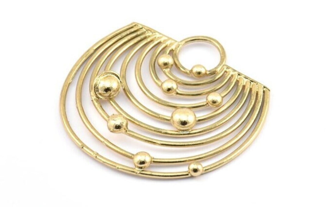 Gold Solar System, 1 Gold Plated Brass Solar System Pendant With 1 Loop ...