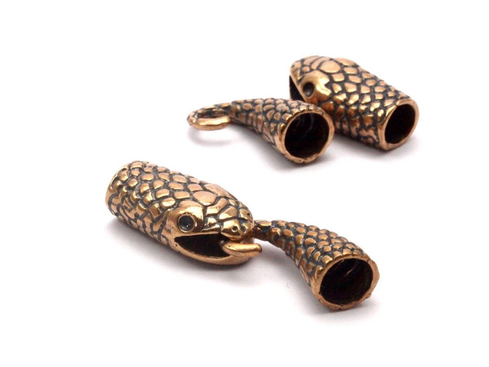 Snake Leather Clasp Oxidised Bronze Snake Leather Clasp Hole | Etsy