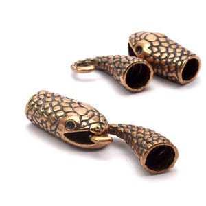 Snake Leather Clasp, Oxidised Bronze Snake Leather Clasp Hole Size (6 ...