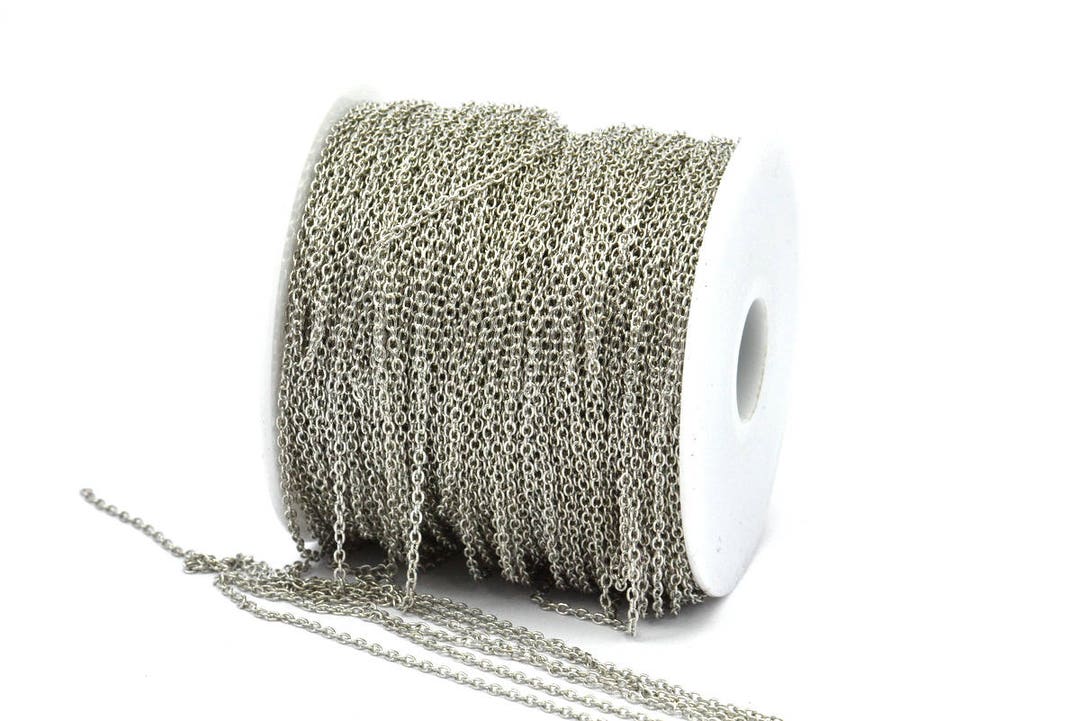 Silver Brass Chain, Silver Tone Brass Soldered Chain (2x1.5mm) 3m-5m ...