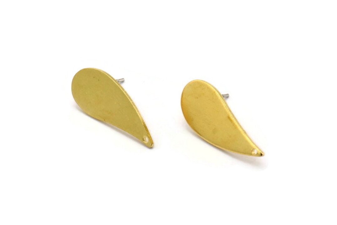 Brass Drop Earring, 8 Raw Brass Drop Stud Earrings With 1 Hole ...
