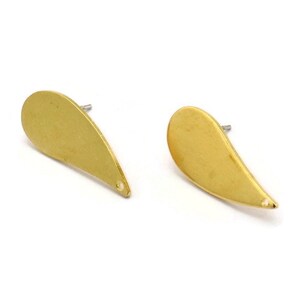 Brass Drop Earring, 8 Raw Brass Drop Stud Earrings With 1 Hole ...