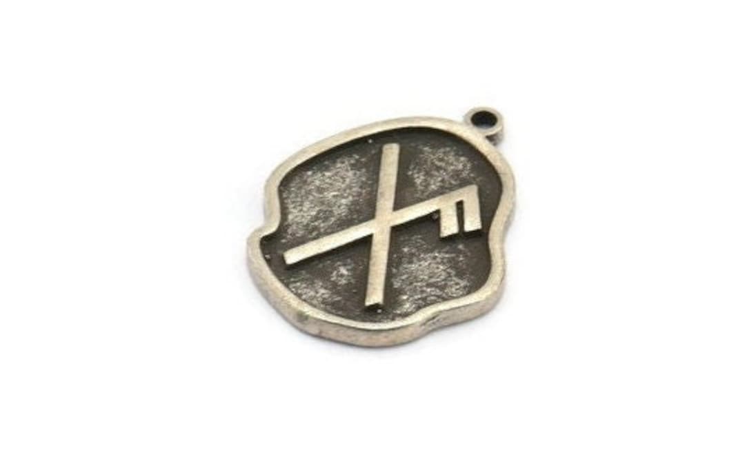 Nordic Runes Charm, 4 Antique Silver Plated Brass Viking Good Luck ...