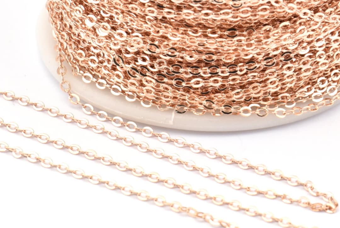 Rose Gold Link Chain, 3 Meters - 9.9 Feet Rose Gold Plated Brass ...