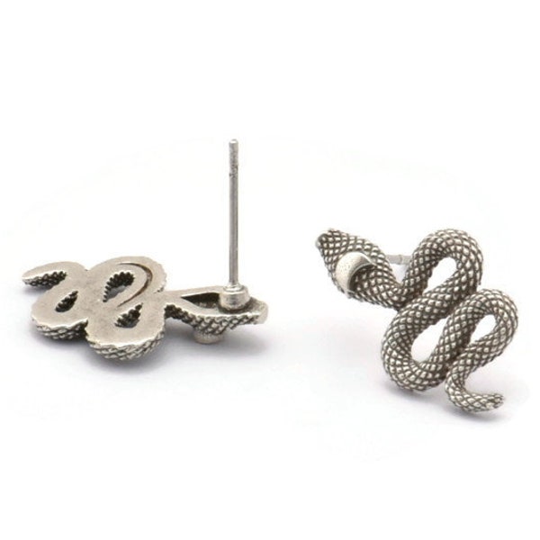 Silver Snake Earrings - Etsy
